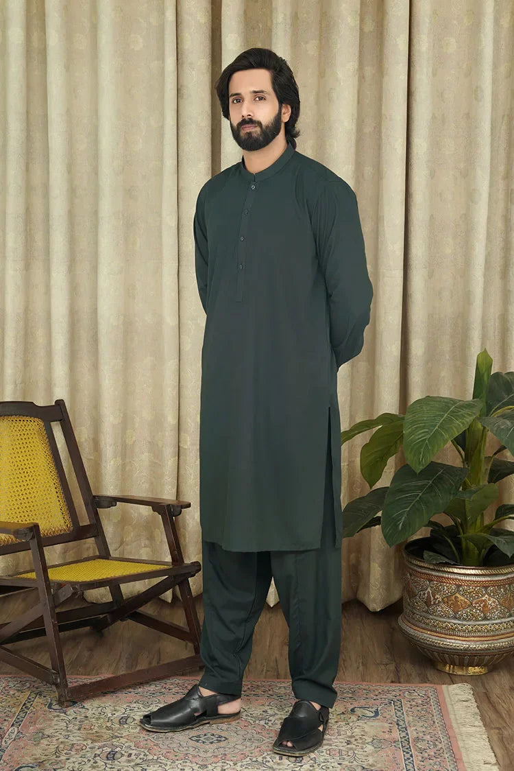 Maqsood Garments - Wash & Wear Men's Shalwar Kameez - Green – Raja ...
